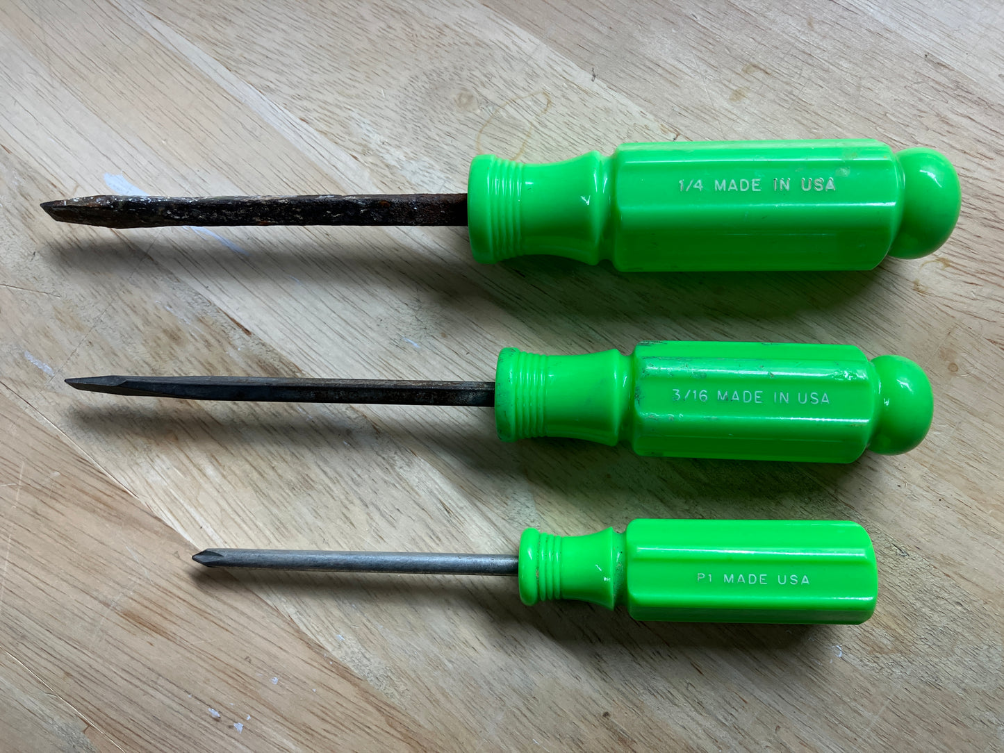 Vintage Craftsman Green Handle Screwdrivers (3) Hi Viz High Visibility ...