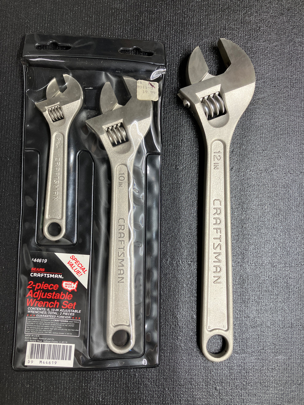 NOS Vintage Craftsman 3pc Adjustable Wrench Set 6”, 8”, 12” 44602, 446 ...