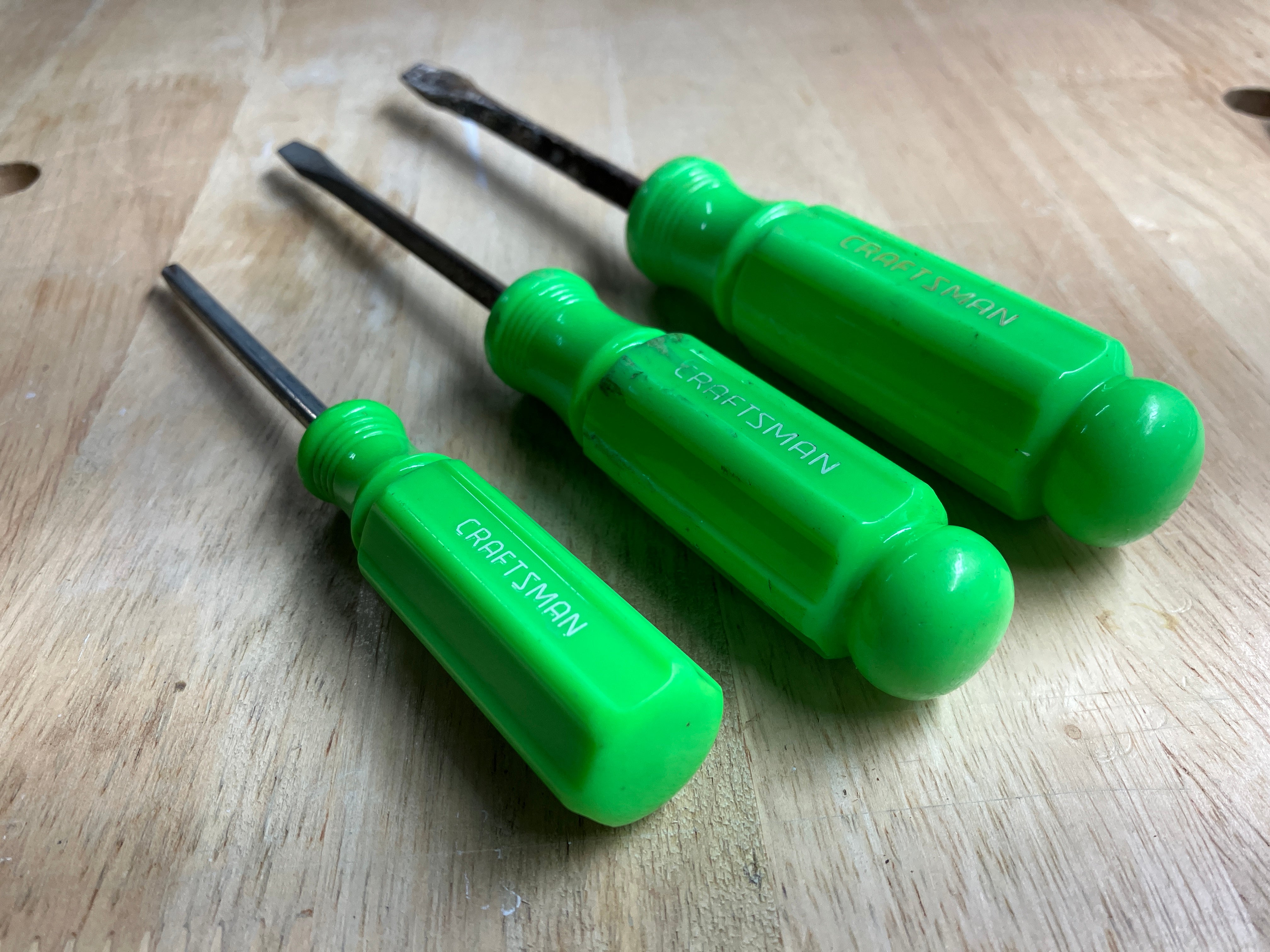 Vintage Craftsman Green Handle Screwdrivers (3) Hi Viz High Visibility ...