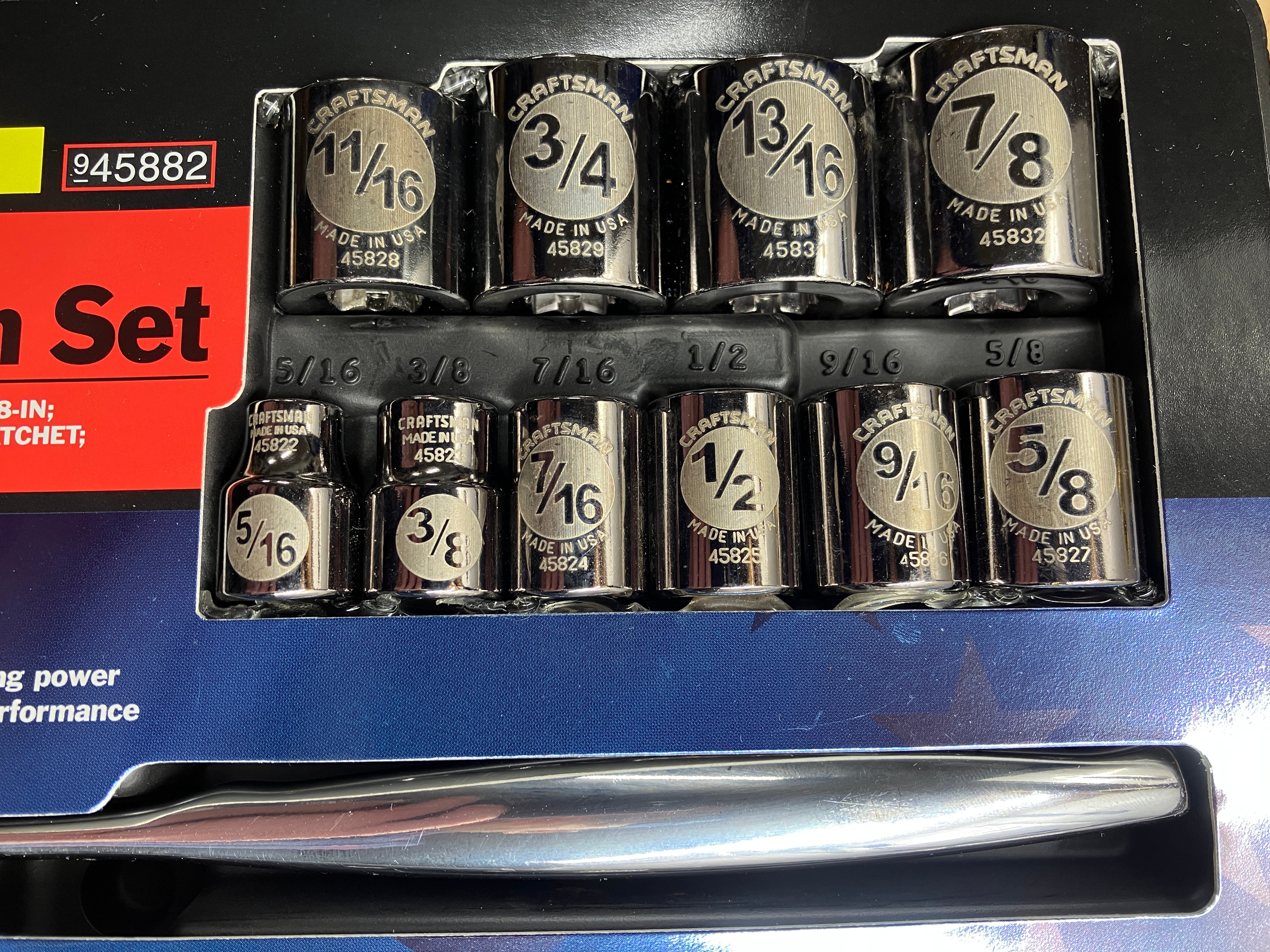 Craftsman 45882 22 pc 6 Point Socket Set SAE Metric Laser Etched Soc Carolina Abbey Tools